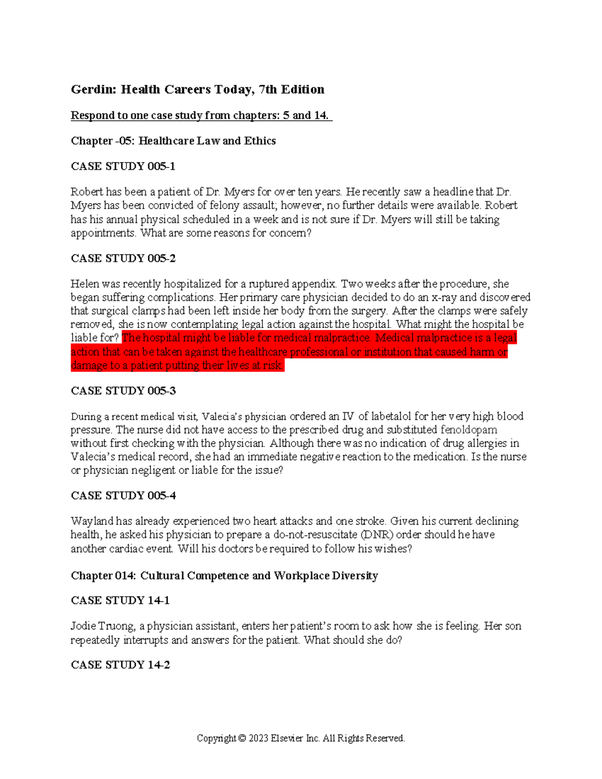 AHP101 Week 6 Assignment 1 Complete - Gerdin: Health Careers Today, 7th ...