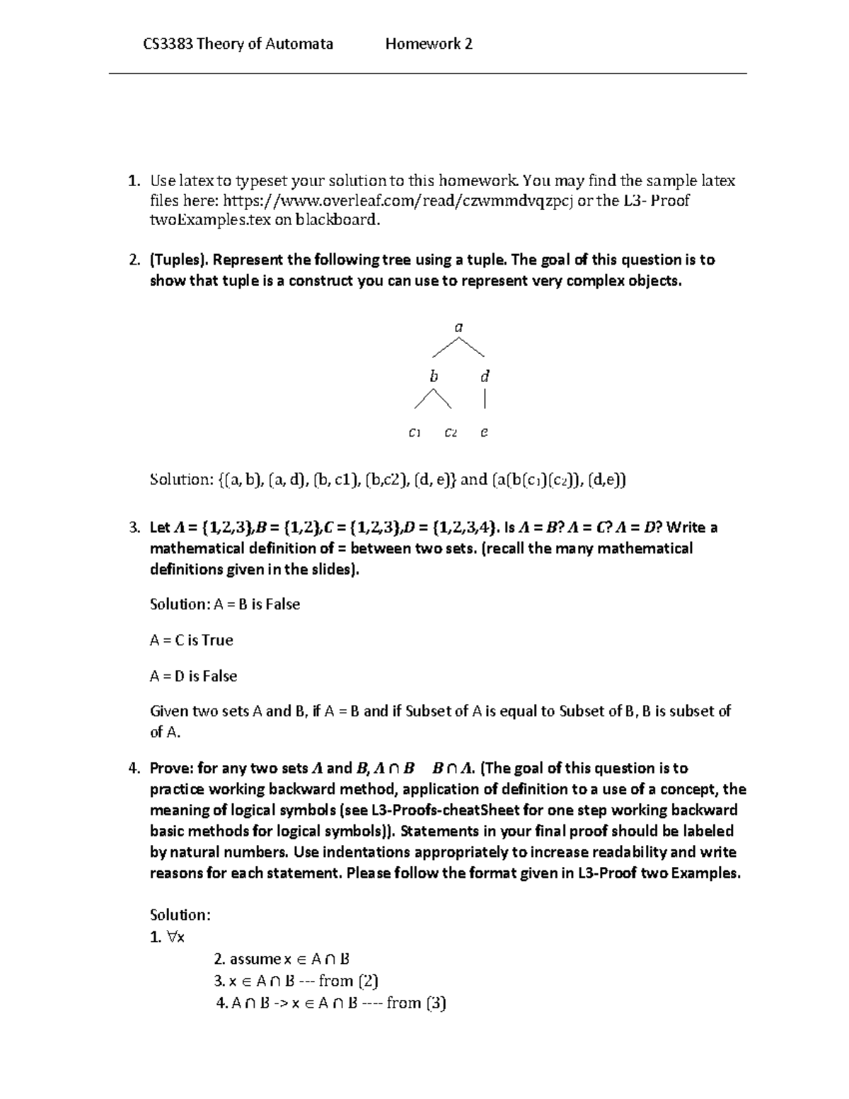 CS 3383 Homwork 2 - CS 3383 Homework 2 - CS3383 Theory of Automata Homework 2 Abiraam Nagarajan ...