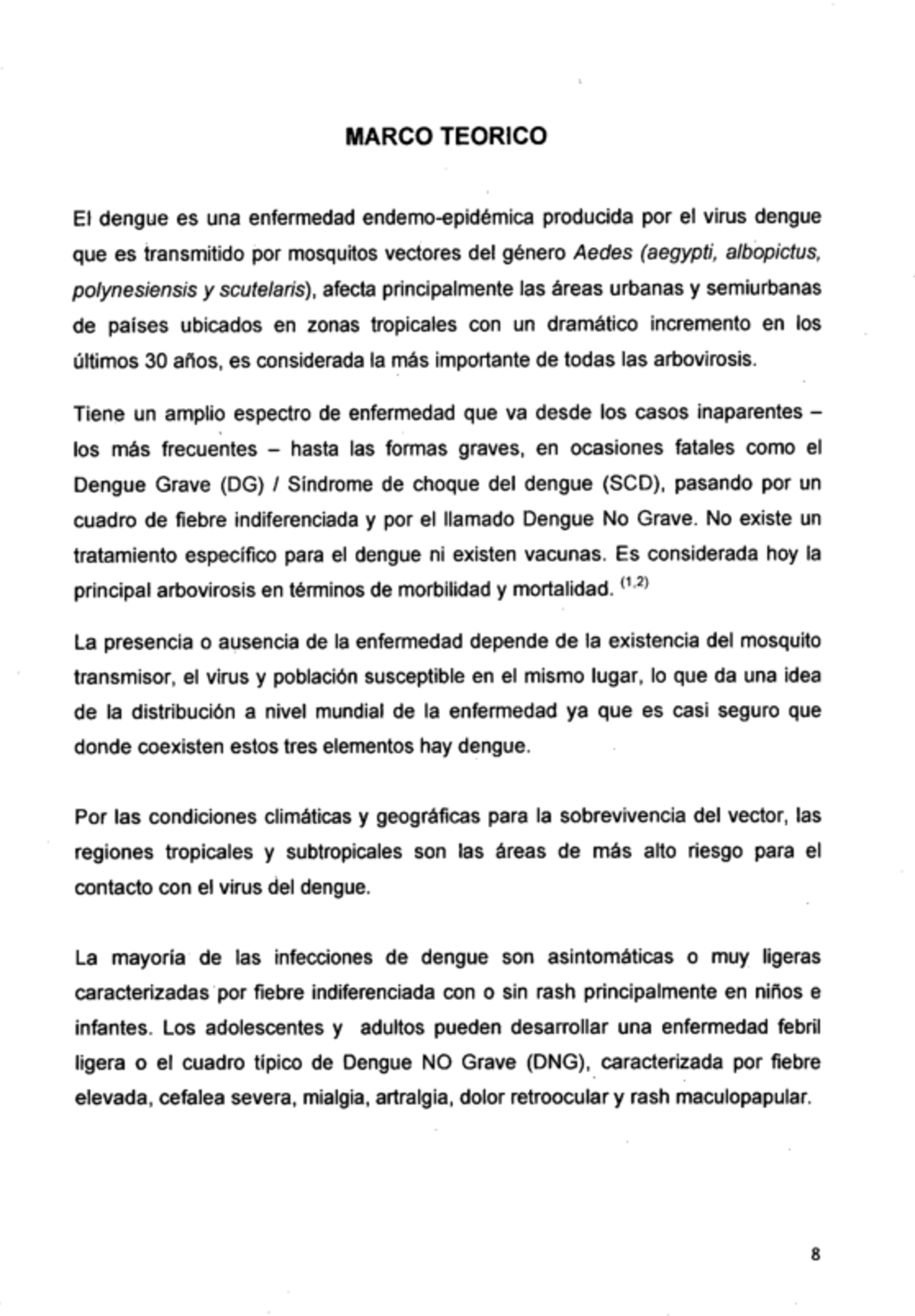 Dengue MT - asddas - MARCO TEORICO El dengue es una enfermedad endemo ...