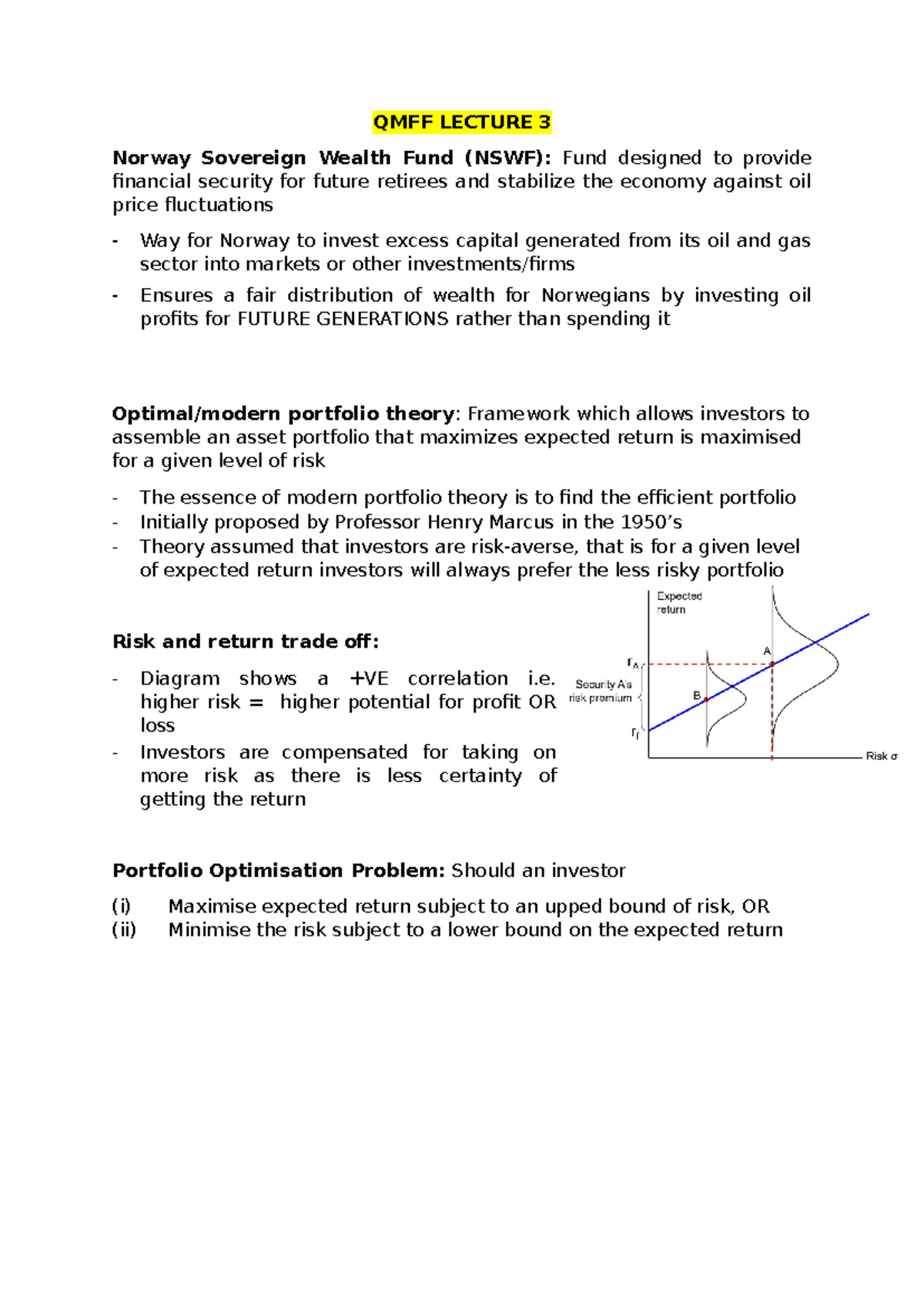 QMFF Lecture 3 - Summary Quantitative Modelling - QMFF LECTURE 3 Norway ...