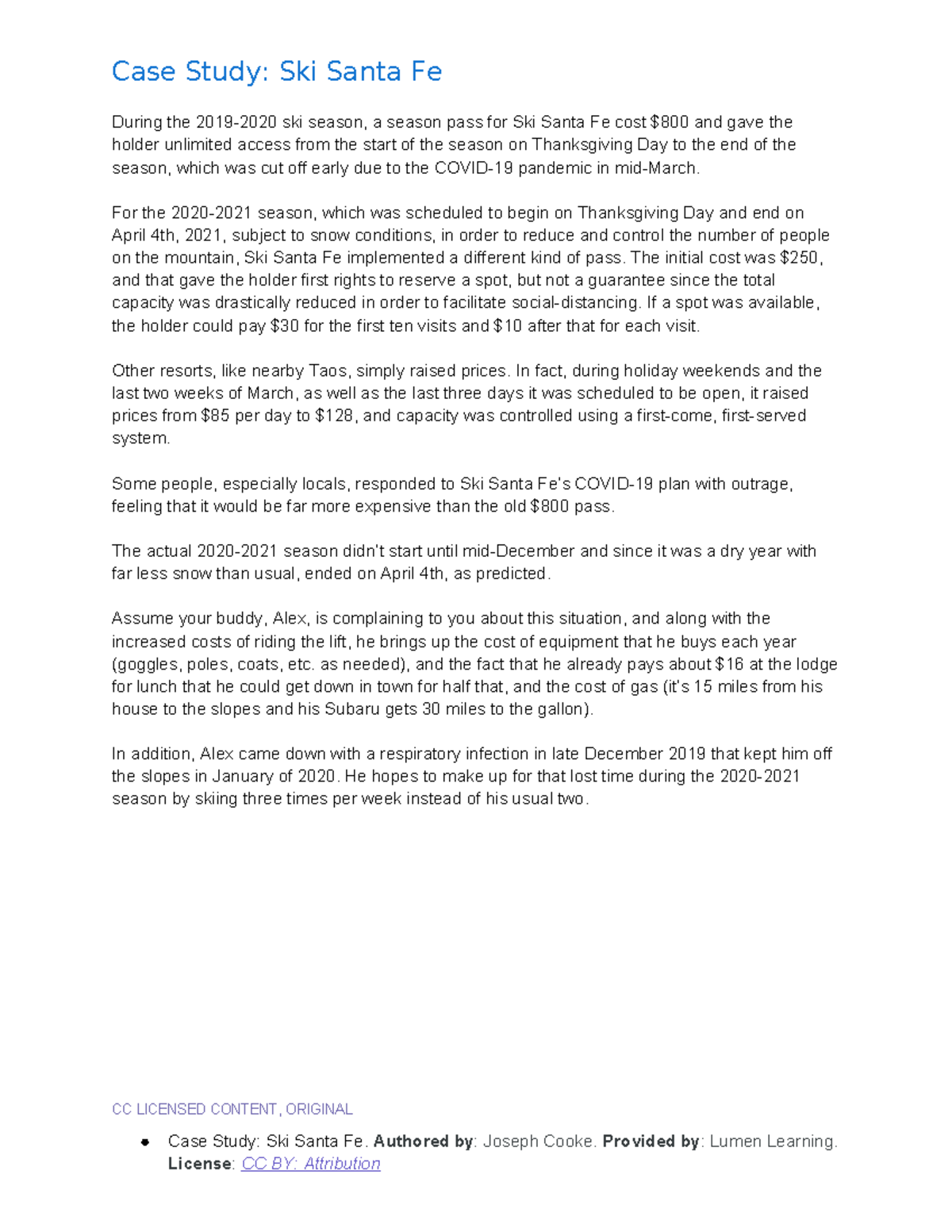 Case Study Ski Santa Fe - ytrdf - Case Study: Ski Santa Fe During the 2019-2020 ski season, a ...