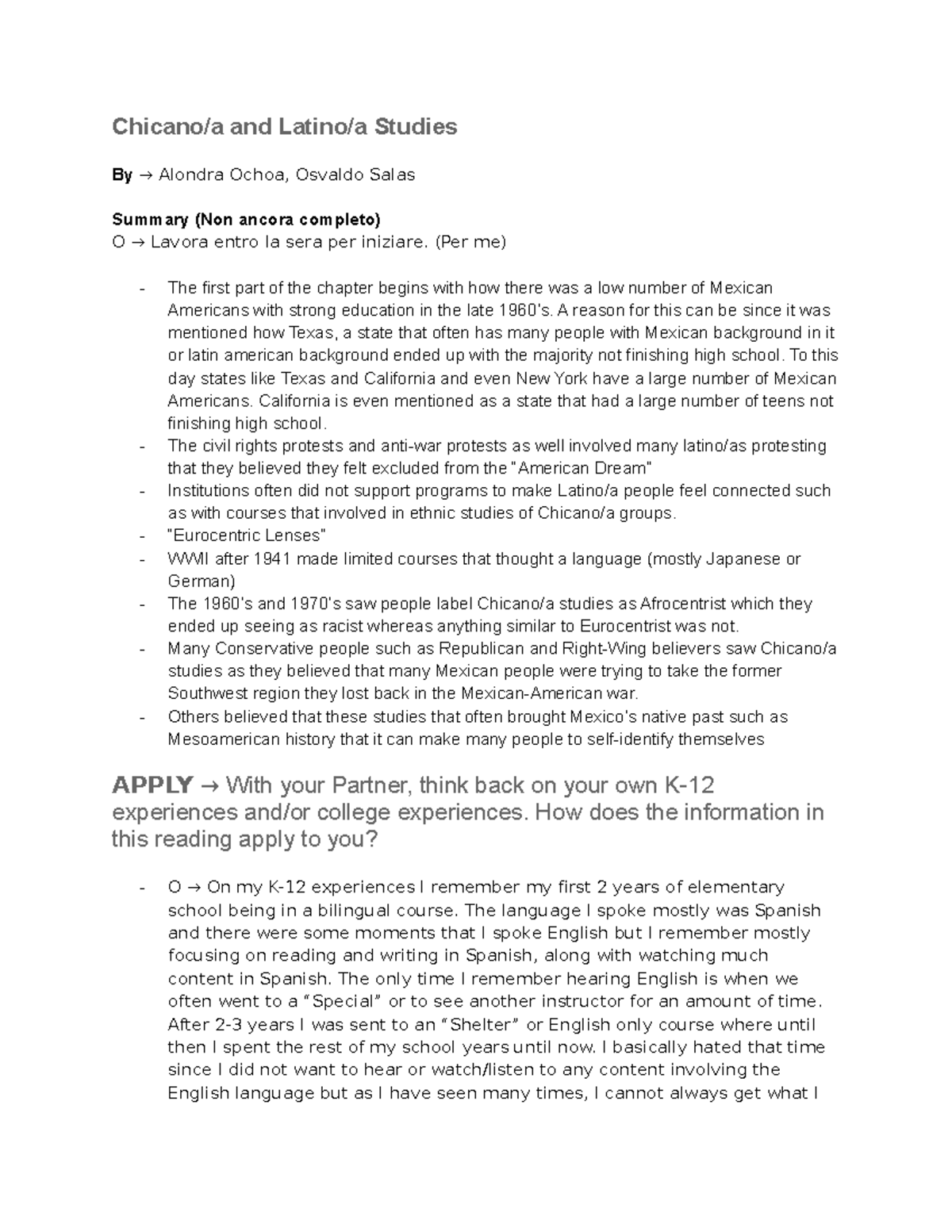 HW 1 - Practice content. - Chicano/a and Latino/a Studies By → Alondra ...