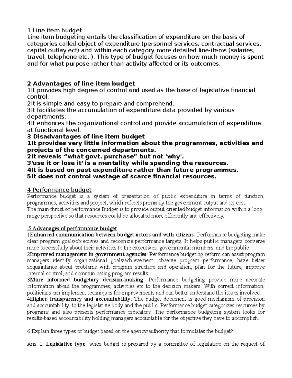 Budget notes - 1 Line item budget Line item budgeting entails the ...