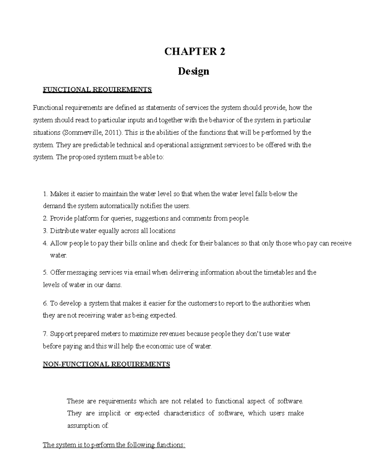 Chapter 2 water rationing software engineering - CHAPTER 2 Design ...