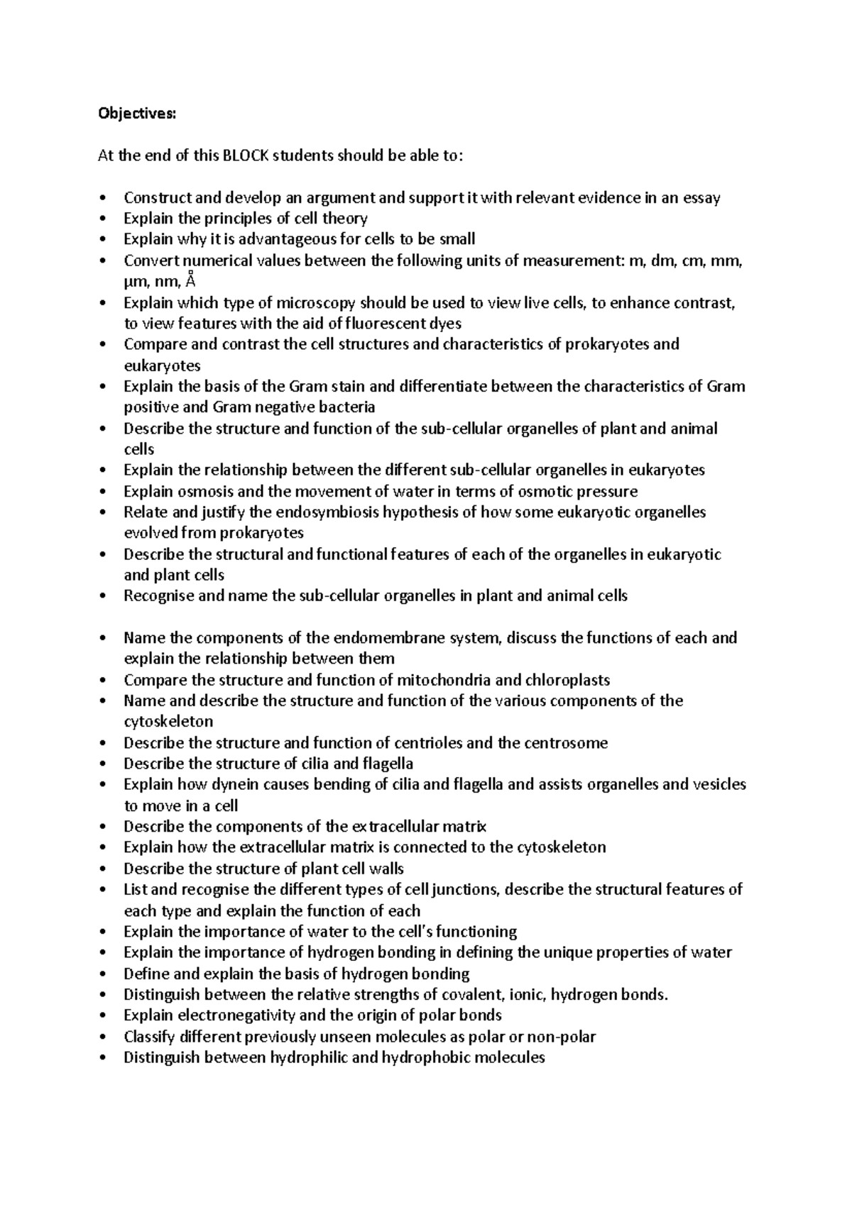 Block 1 Course Objectives - Objectives: At the end of this BLOCK ...