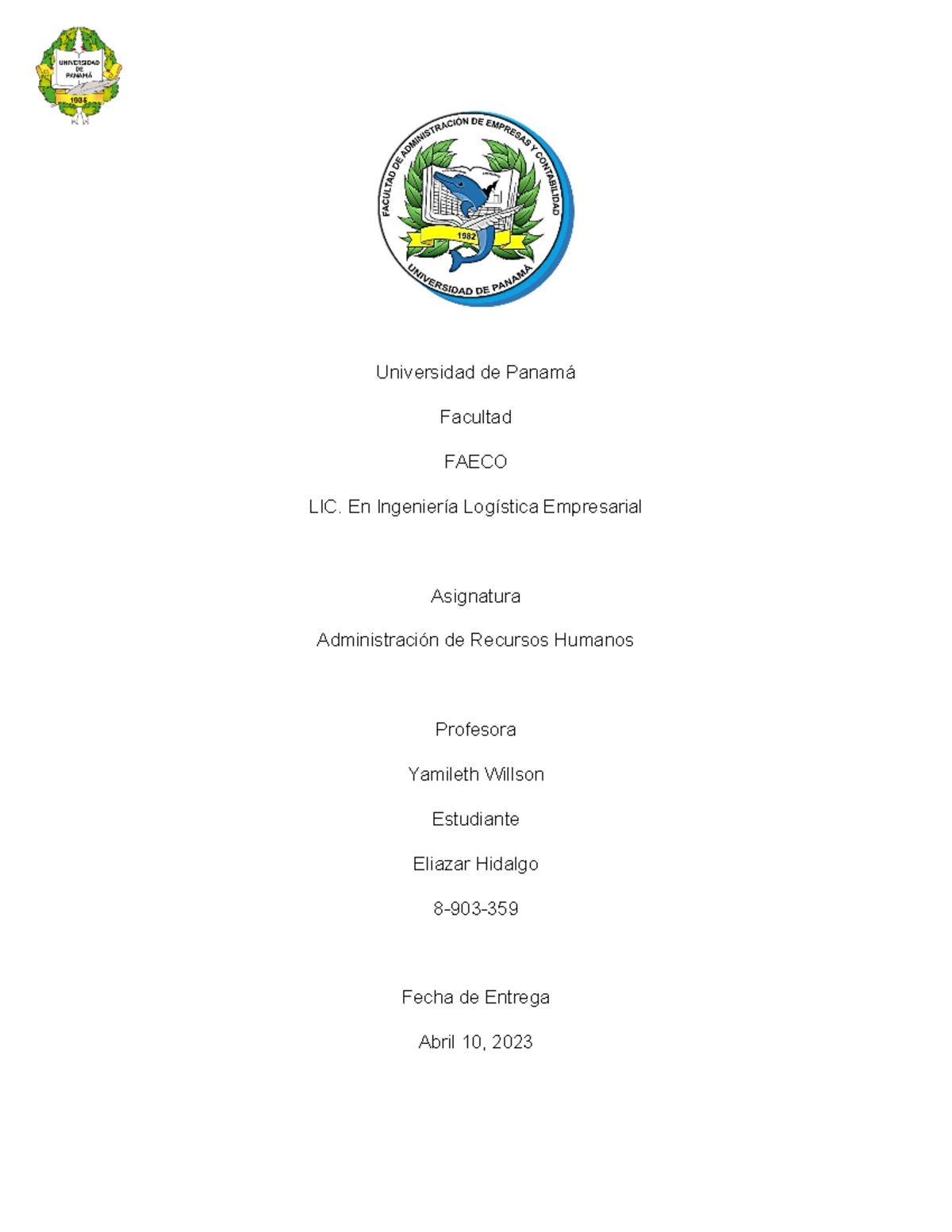 Administracion recursos humanos - Universidad de Panamá Facultad FAECO ...