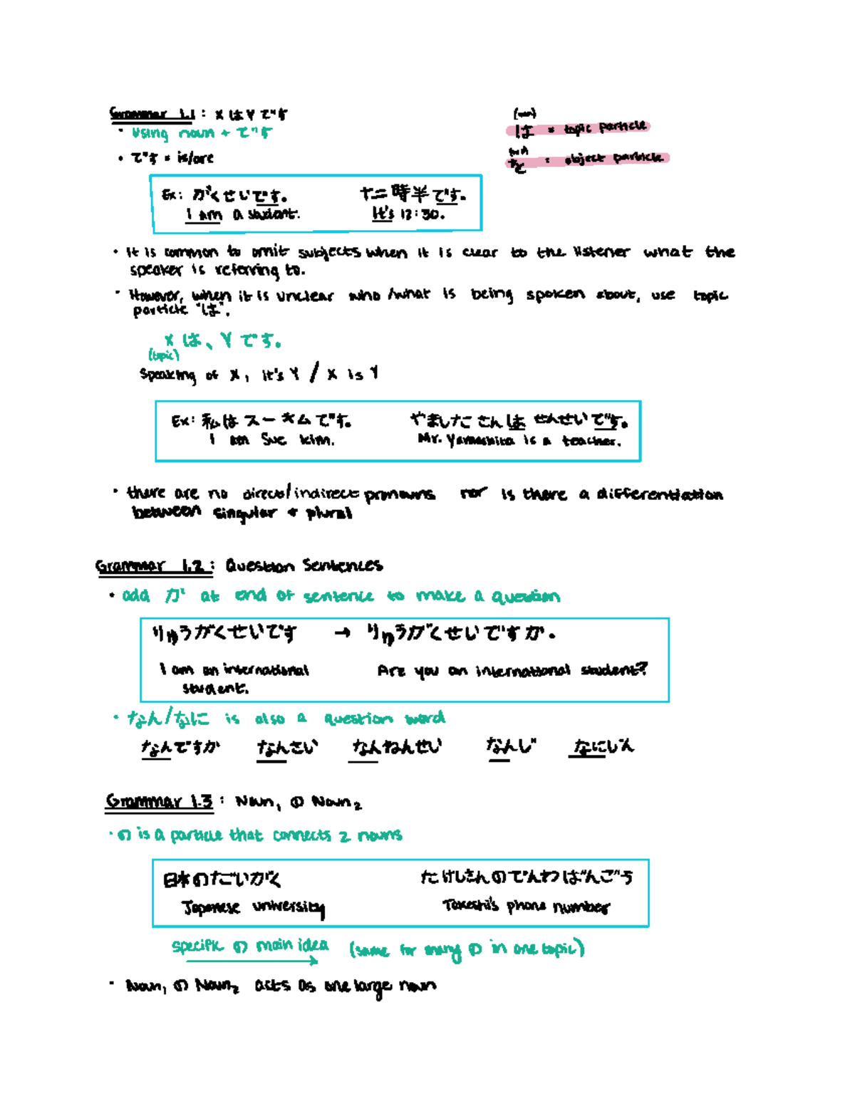 2020-basic japanese 1(JPN101)-grammar notes lesson 1 - Grammar 1 X LY 2 ...