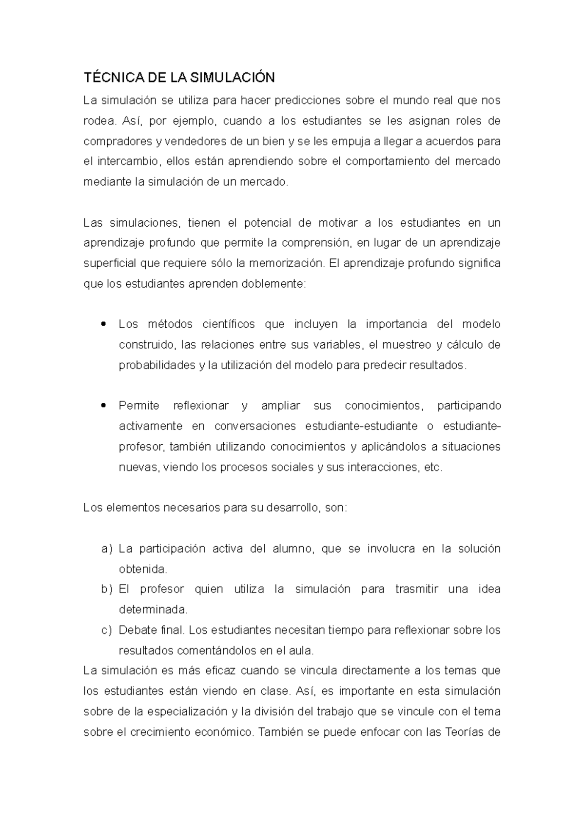 Técnica DE LA Simulación Alcance Claramontoya - TÉCNICA DE LA ...