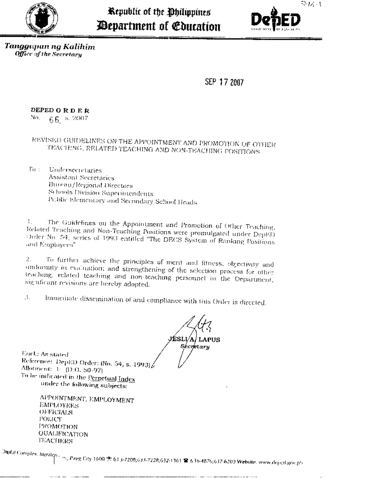 Revised Guidelines ON THE Appointment AND Promotion OF Other Teaching ...