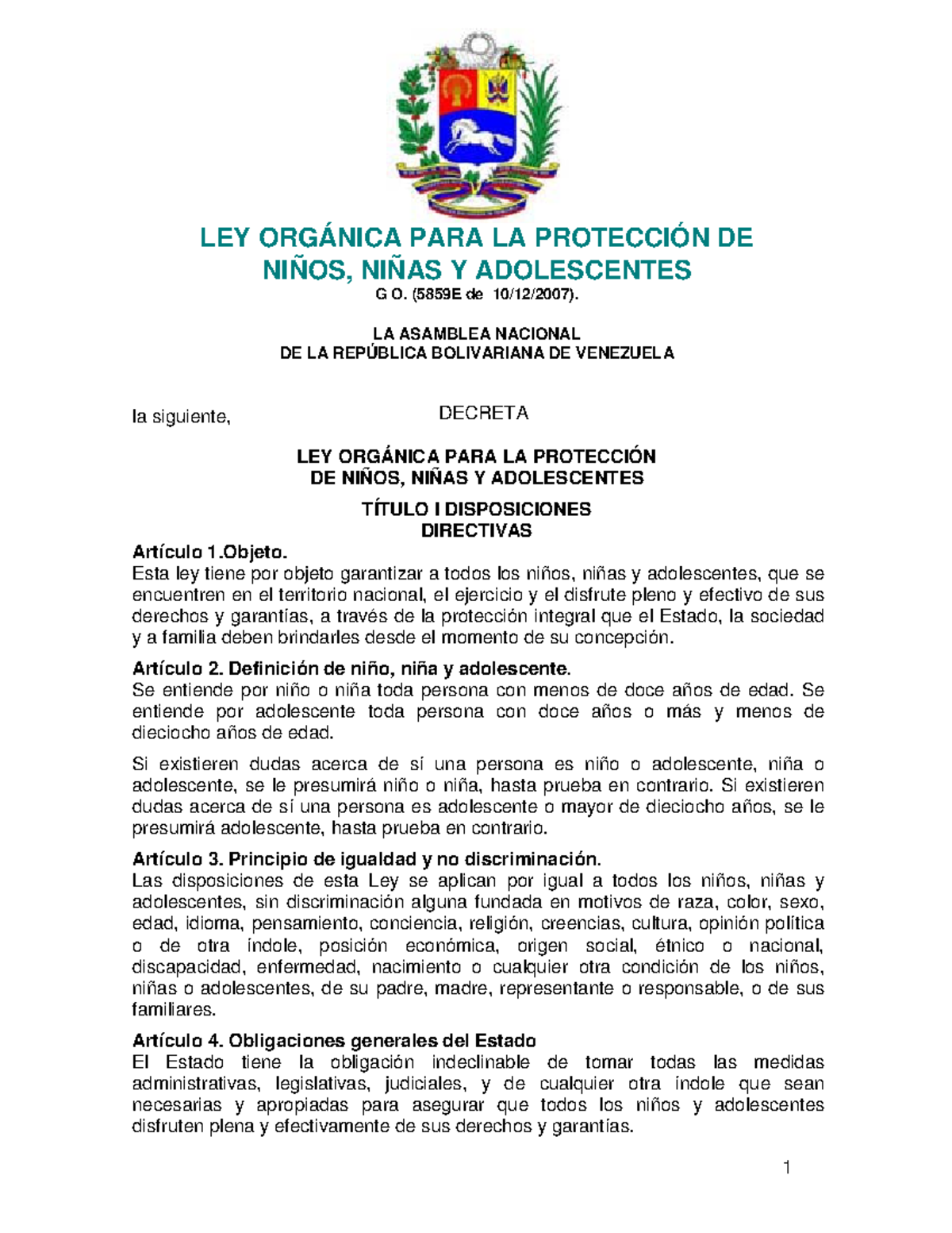 Cecodap Sala de Prensa- Lopna - LEY ORGÁNICA PARA LA PROTECCIÓN DE ...