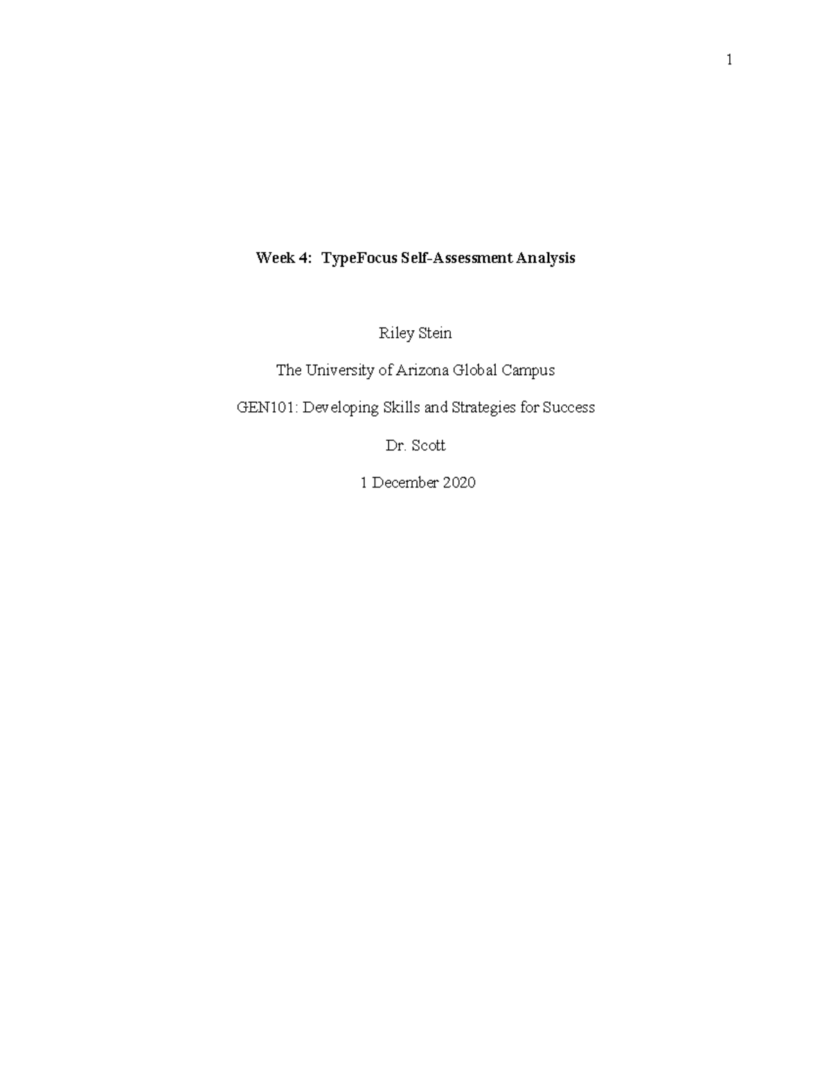 Week 4 Type Focus Assignment Complete S - Week 4: TypeFocus Self ...