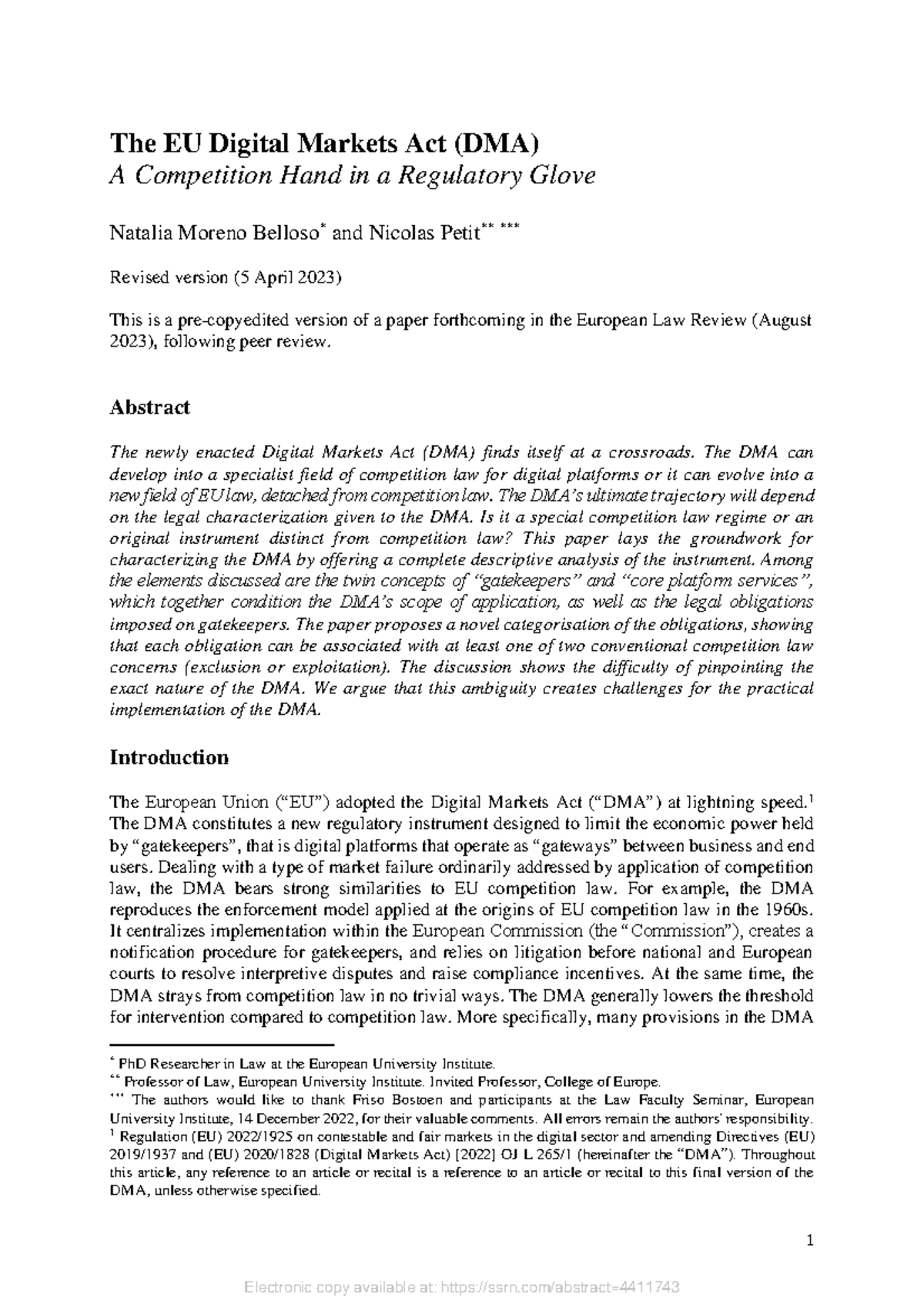 The EU Digital Markets Act (DMA) A Competition Hand in a Regulatory ...