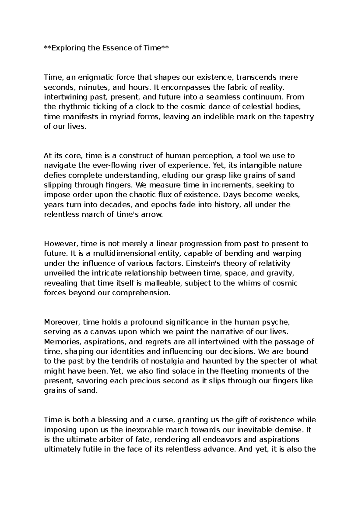 Exploring the Essence of Time - It encompasses the fabric of reality ...