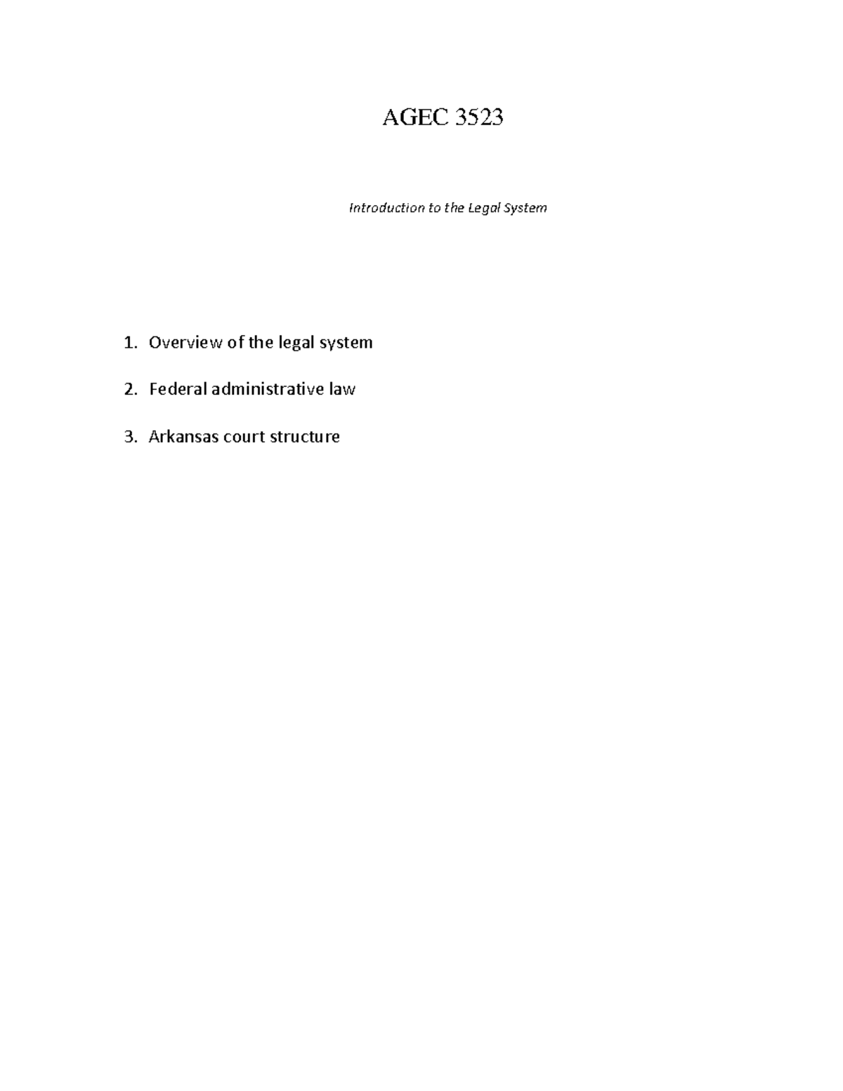 Topic 1 - Intro to Law (Reading) - AGEC 3523 Introduction to the Legal ...