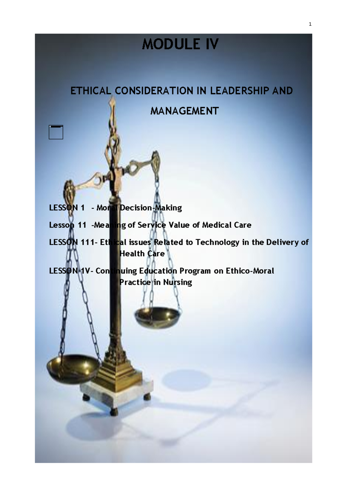 Module-IV-converted (2) - MODULE IV ETHICAL CONSIDERATION IN LEADERSHIP ...
