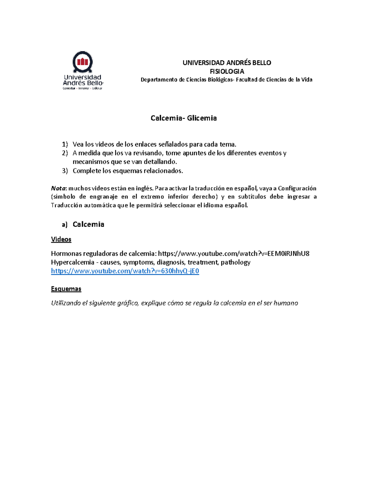 Material Complementario para clase de Calcemia Glicemia - UNIVERSIDAD ANDRÉS BELLO FISIOLOGIA ...