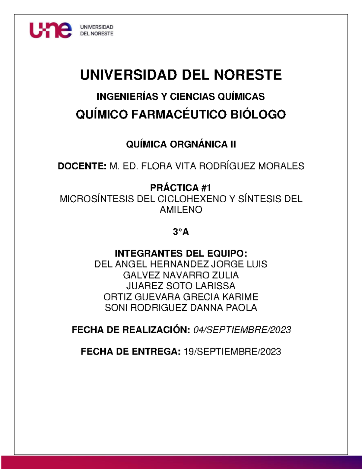Síntesis del ciclohexeno y síntesis del amileno - UNIVERSIDAD DEL ...