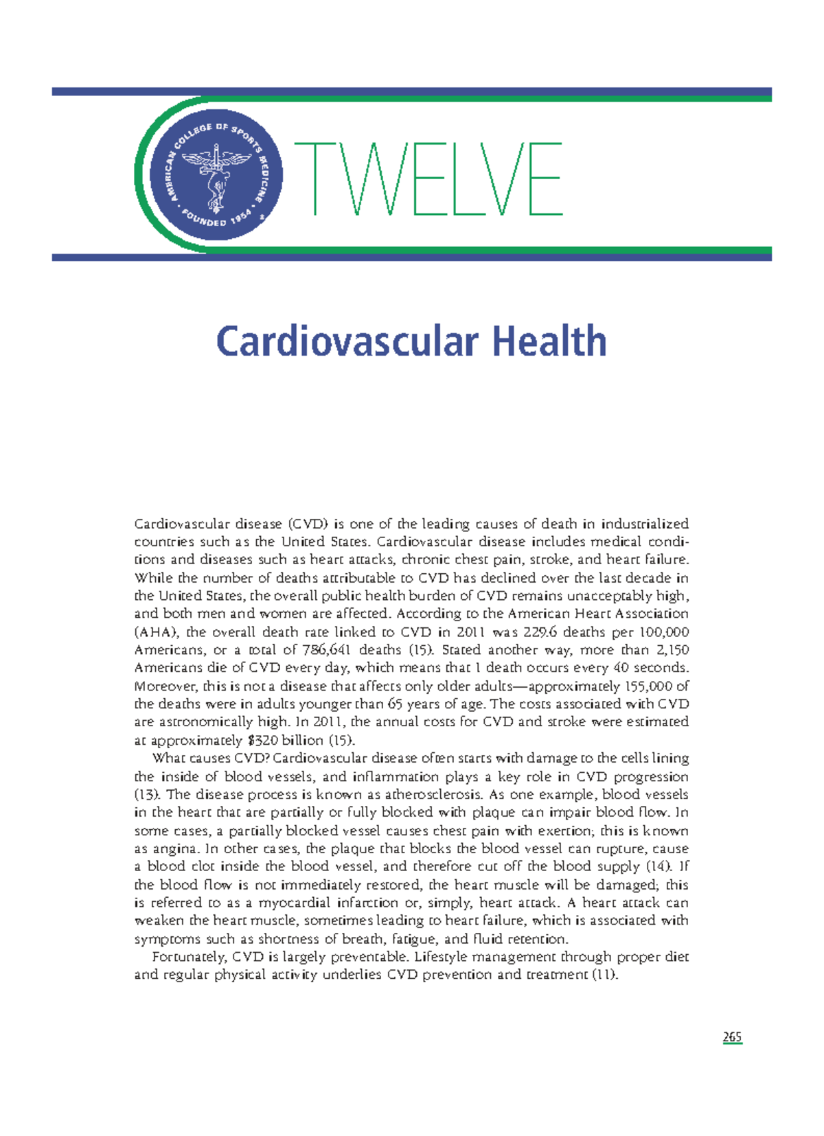 Cardiovascular Health Part 1 - 265 TWELVE Cardiovascular Health ...