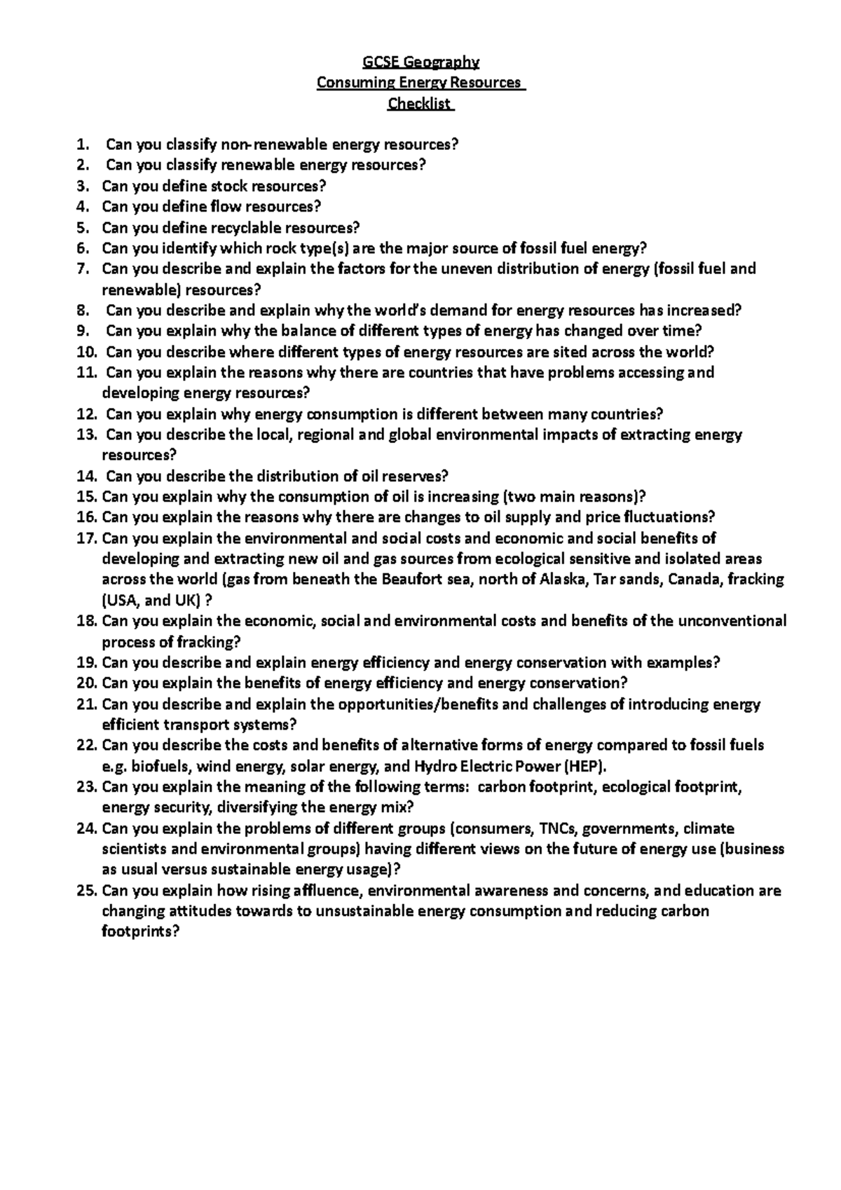 Consuming Energy Resources topic GCSE Geography student important ...