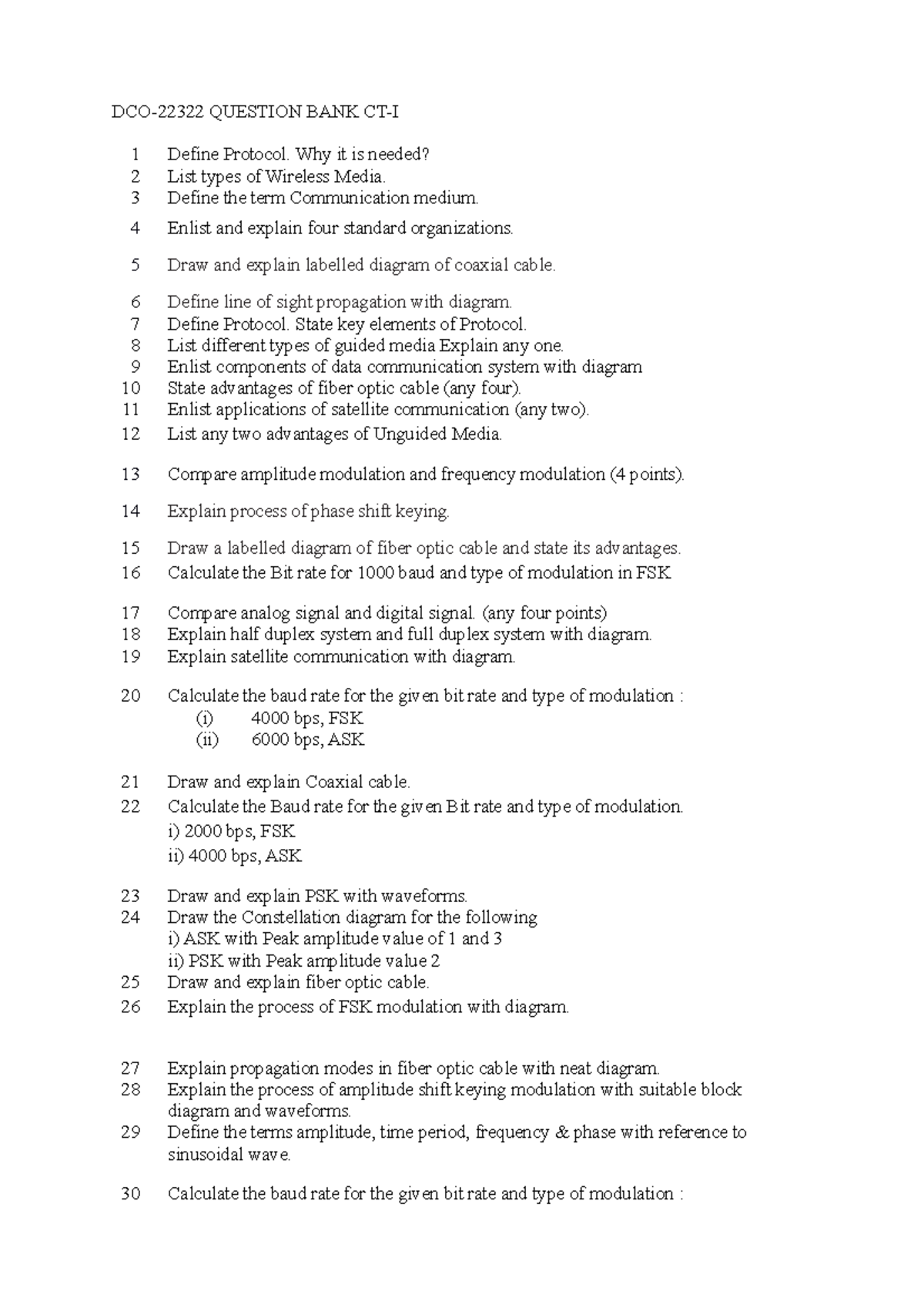 DCO QB CT I - DCO-22322 QUESTION BANK CT-I 1 Define Protocol. Why it is needed? 2 List types of ...