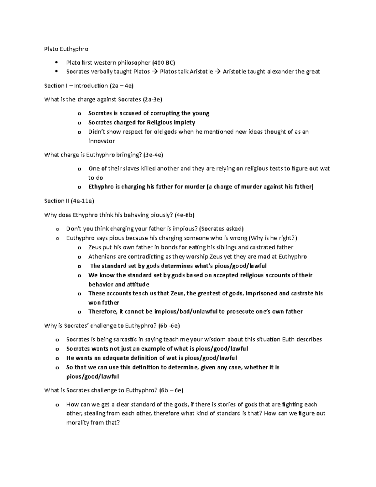 Lecture 1 - Plato Euthyphro Plato first western philosopher (400 BC ...