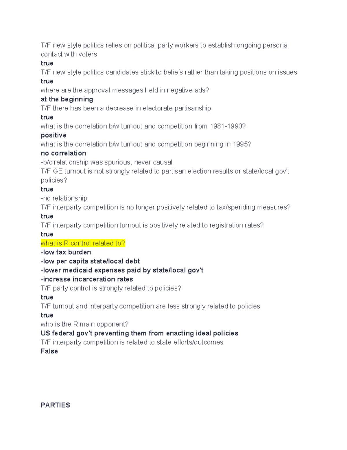 POLS CH 7 Notes - note - T/F new style politics relies on political ...