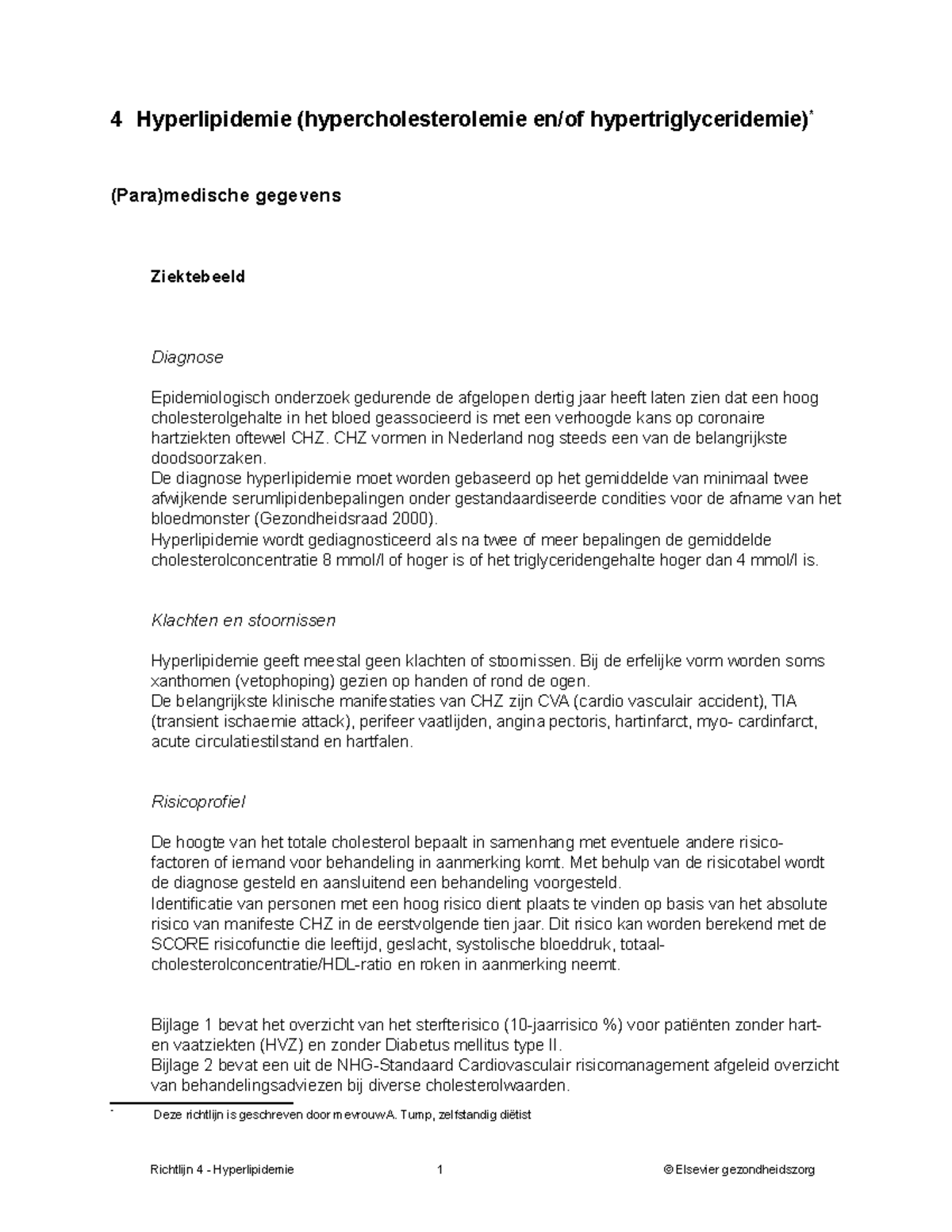 4 richtlijn Hyperlipidemie - 4 Hyperlipidemie (hypercholesterolemie en ...