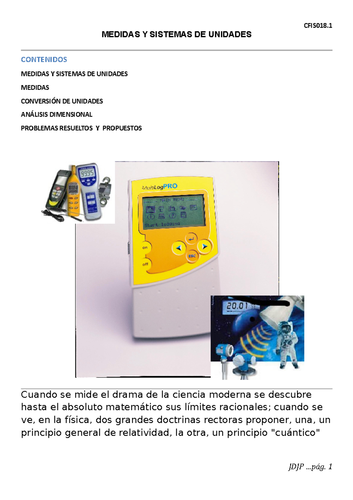 CFIS018 - Temas básicos - MEDIDAS Y SISTEMAS DE UNIDADES CONTENIDOS ...