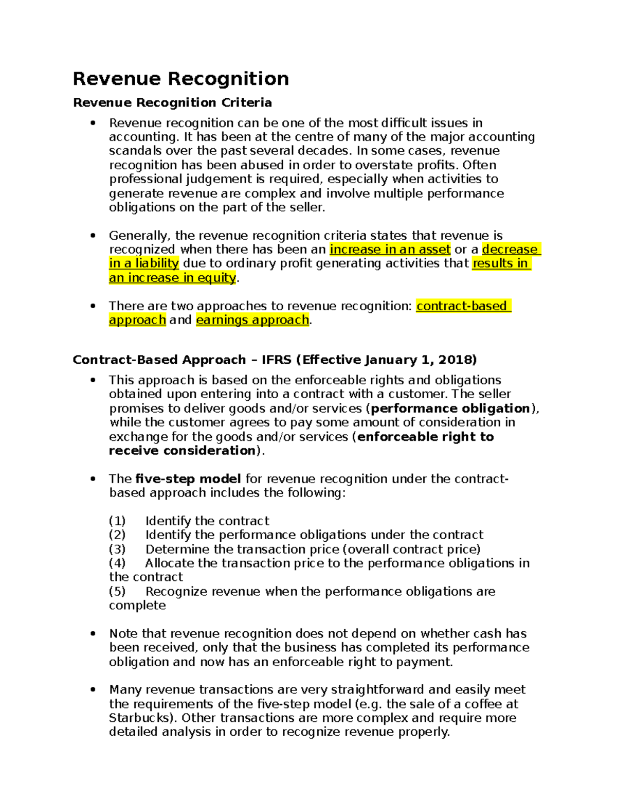 Chapter 11 - Lecture notes 11 - Revenue Recognition Revenue Recognition ...