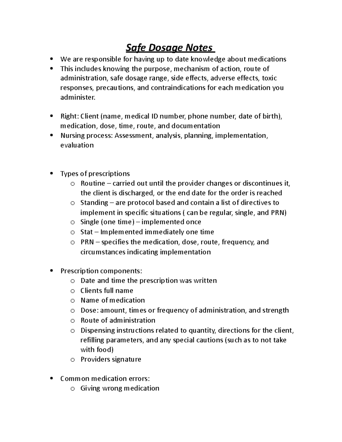 Safe Dosage Notes - Safe Dosage Notes We are responsible for having up ...