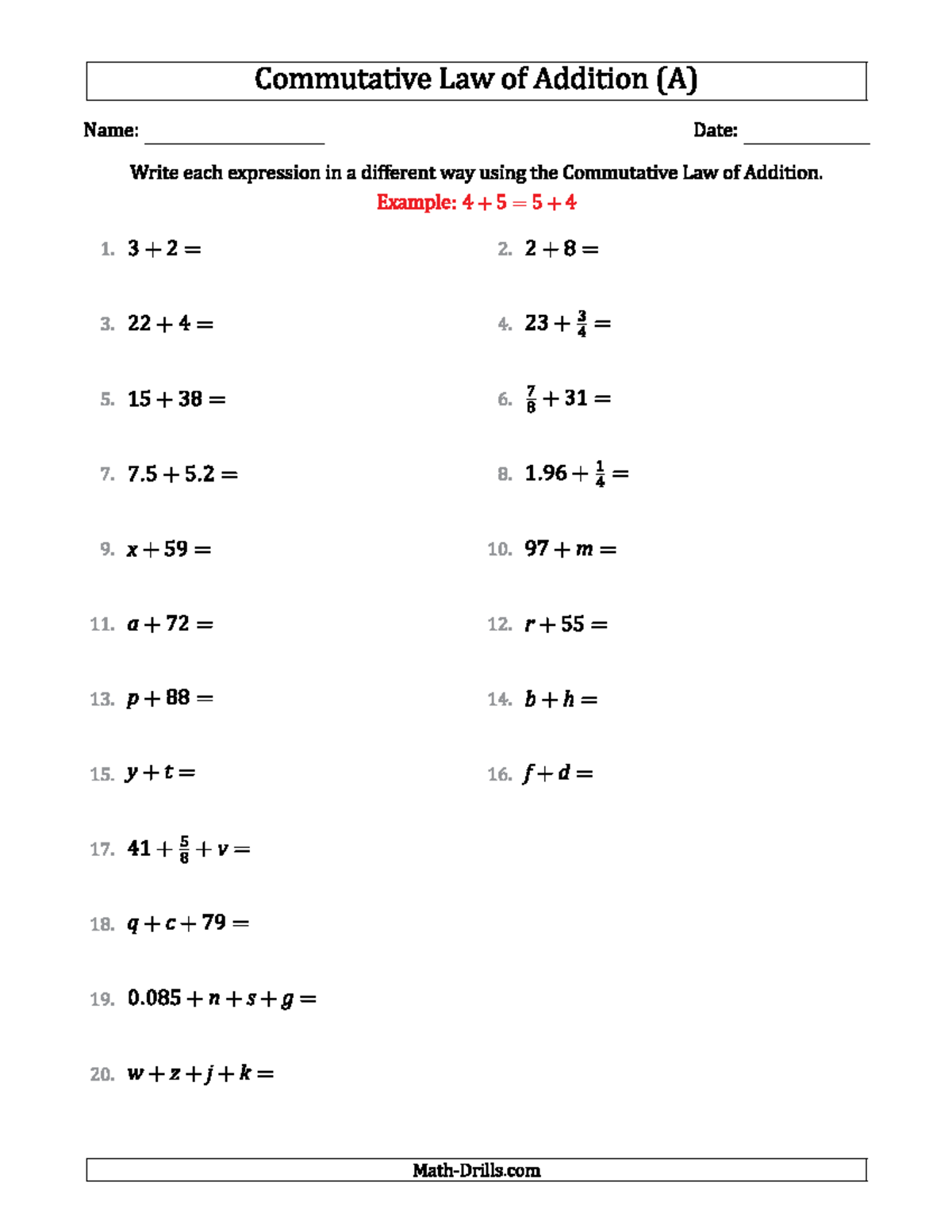 1.2 Commutative Law of Addition - MAT 630 - Studocu