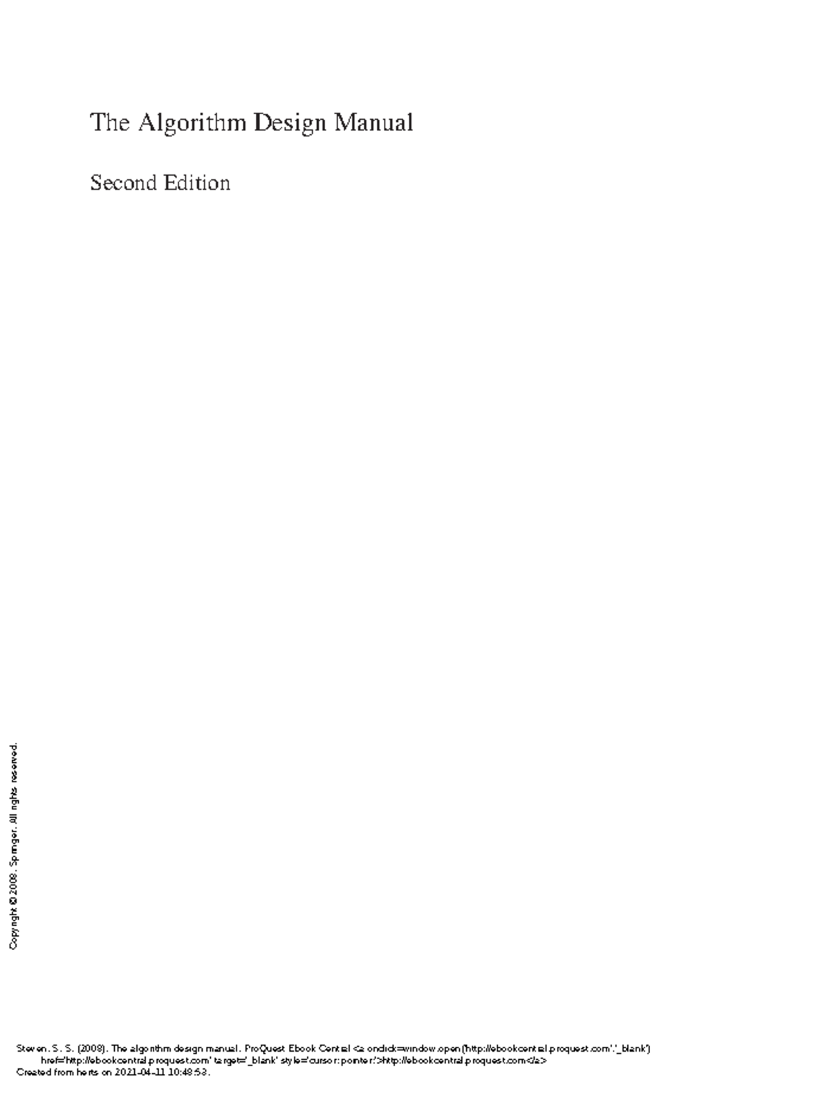 The Algorithm Design Manual Part 1 The Algorithm Design Manual