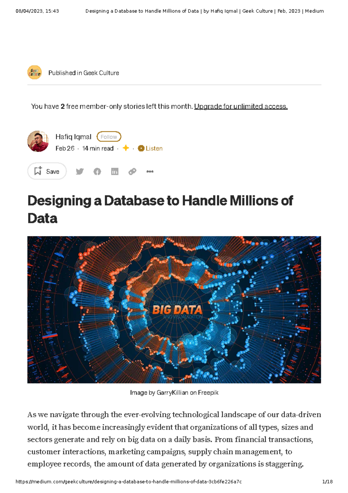 Designing A Database To Handle Millions Of Data By Hafiq Iqmal Geek Culture Feb 2023 Medium