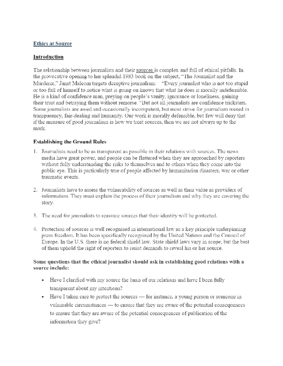 Ethics at Source - COM 410 - Studocu