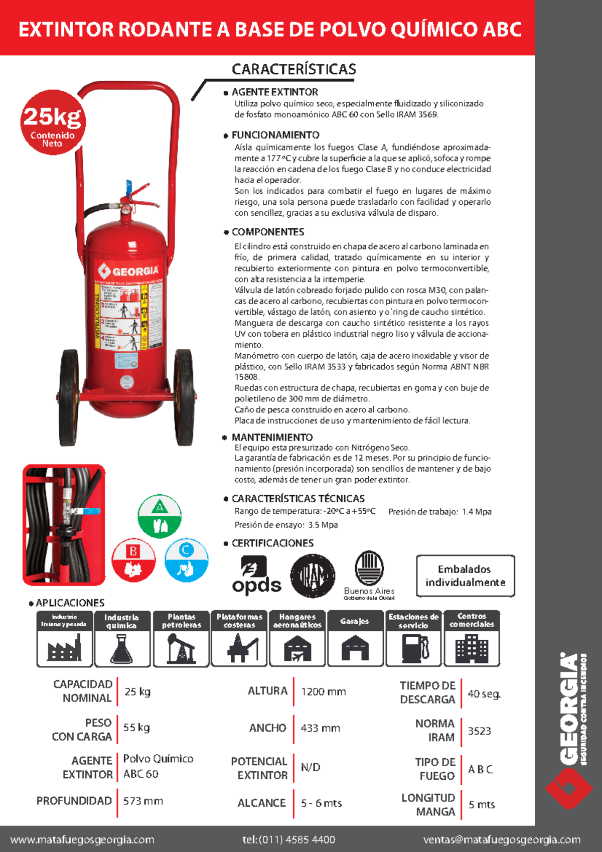 ABC 25 kg - Georgia - KJHG - CAPACIDAD NOMINAL 25 kg PESO CON CARGA 55 ...