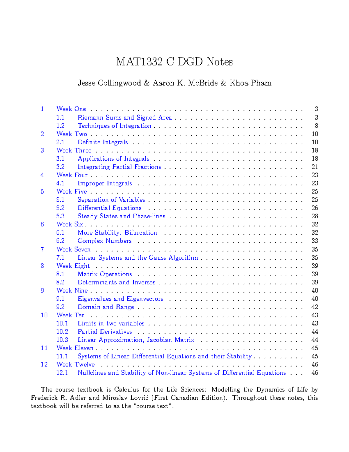 DGD Notes - dgd - MAT1332 C DGD Notes The course textbook is Calculus ...