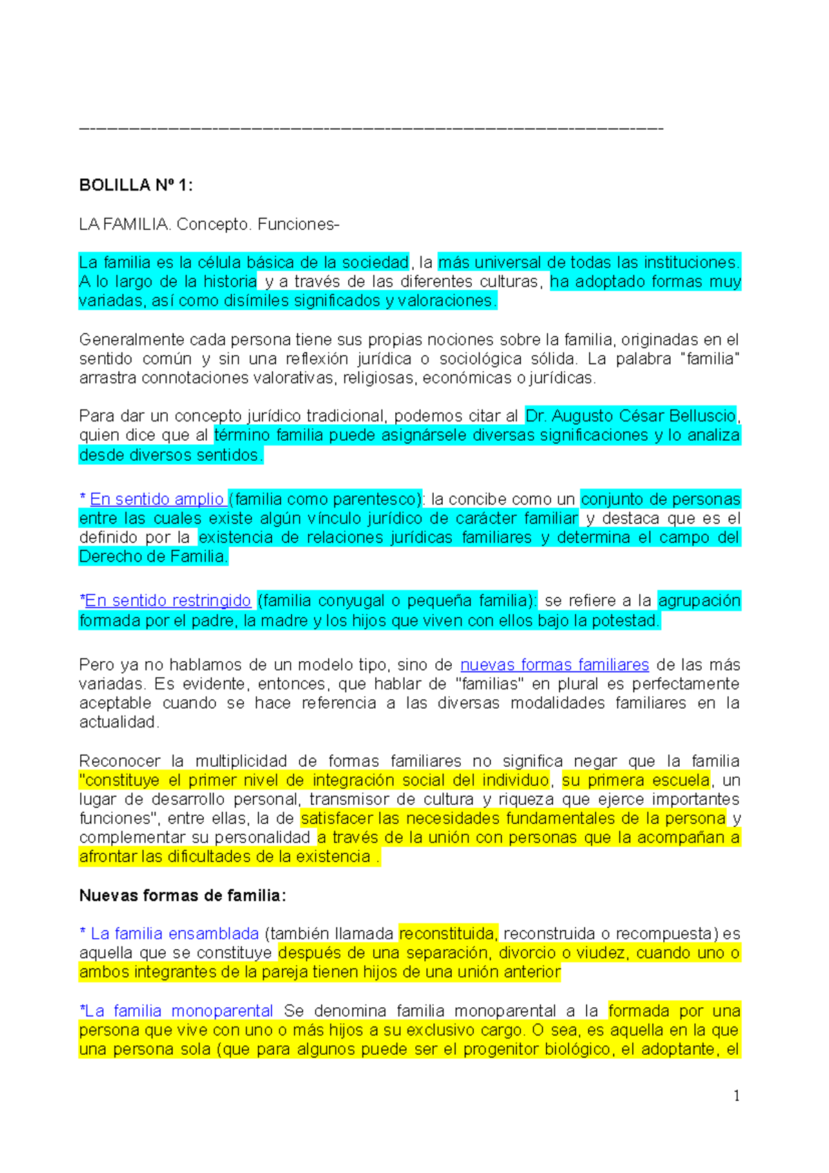 FAMILIA Unidad uno parte 1 - BOLILLA Nº 1: LA FAMILIA. Concepto ...