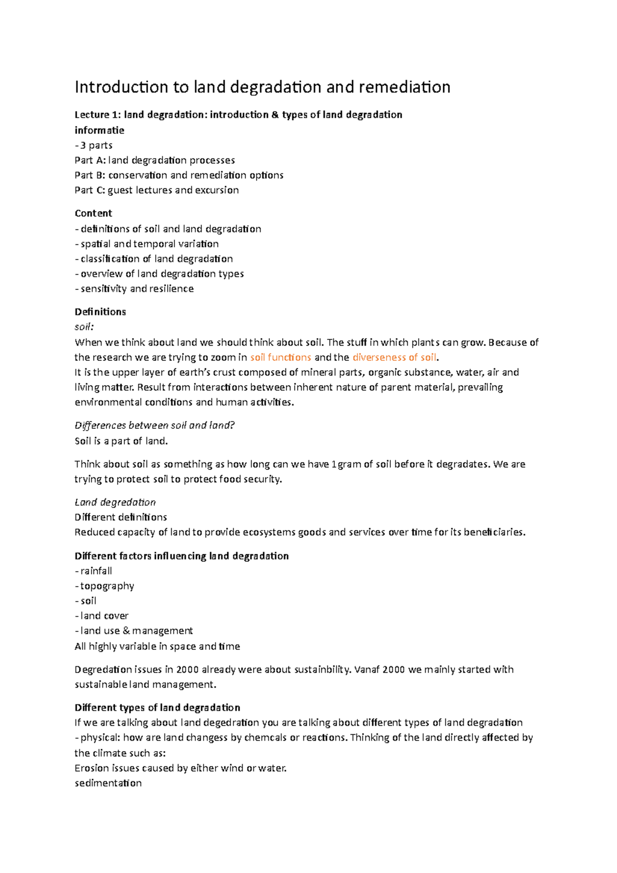 Notities hoorcolleges land degradation and remediation - Introduction ...