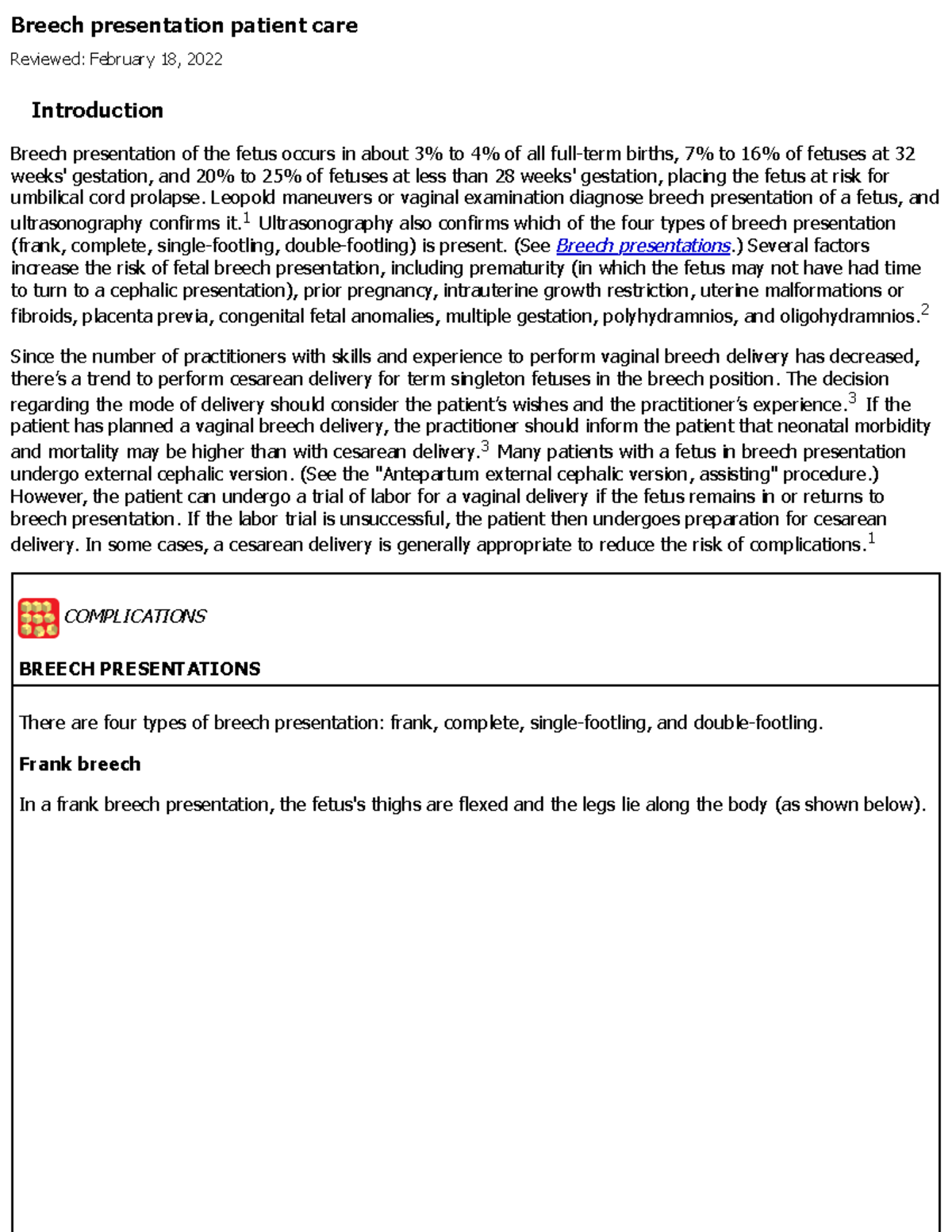 Breech presentation patient care - Breech presentation patient care ...