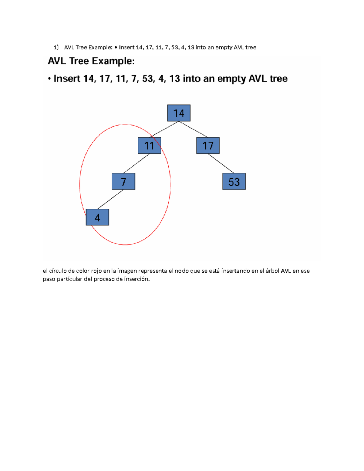 Tarea 13 - ninguno - AVL Tree Example: • Insert 14, 17, 11, 7, 53, 4 ...
