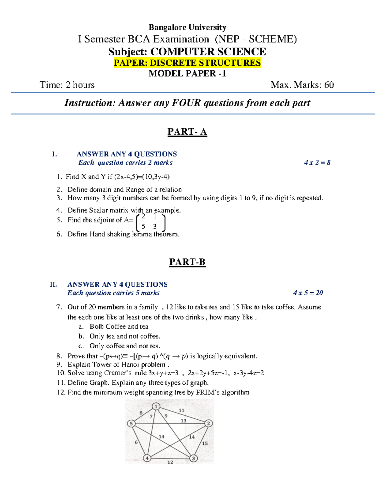 DST- Modelpaper-1 - Maths question bank - Bangalore University I ...