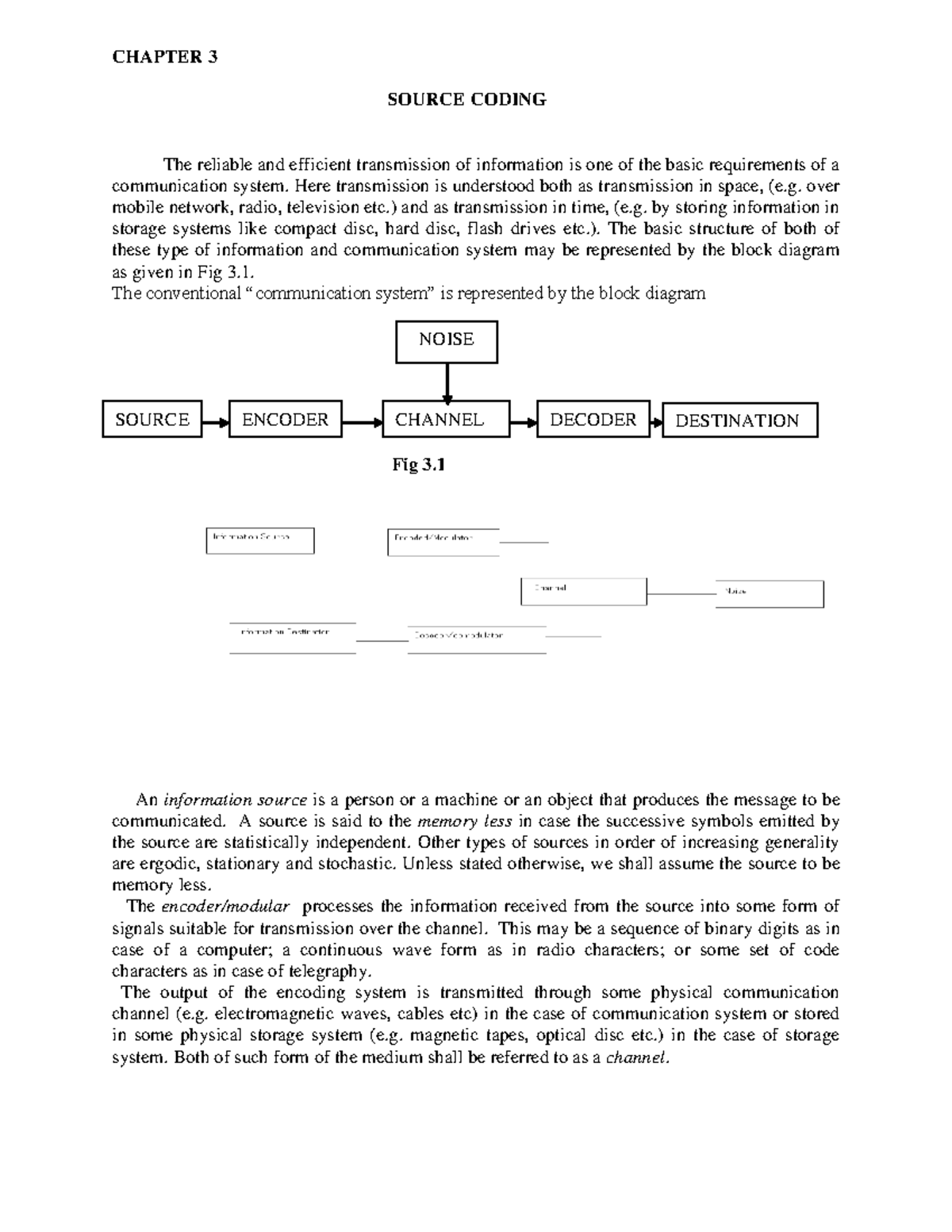 UNIT 1 continued SOURCE CODING - CHAPTER 3 SOURCE CODING The reliable ...