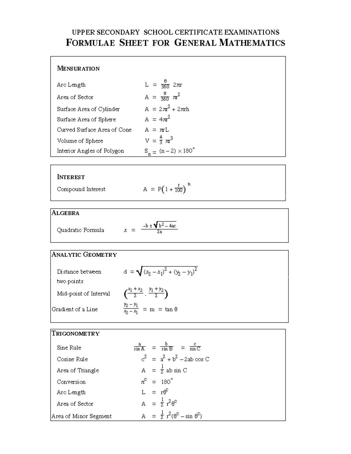 Exam Grade 12 2011 Gm Fs UPPER SECONDARY SCHOOL CERTIFICATE