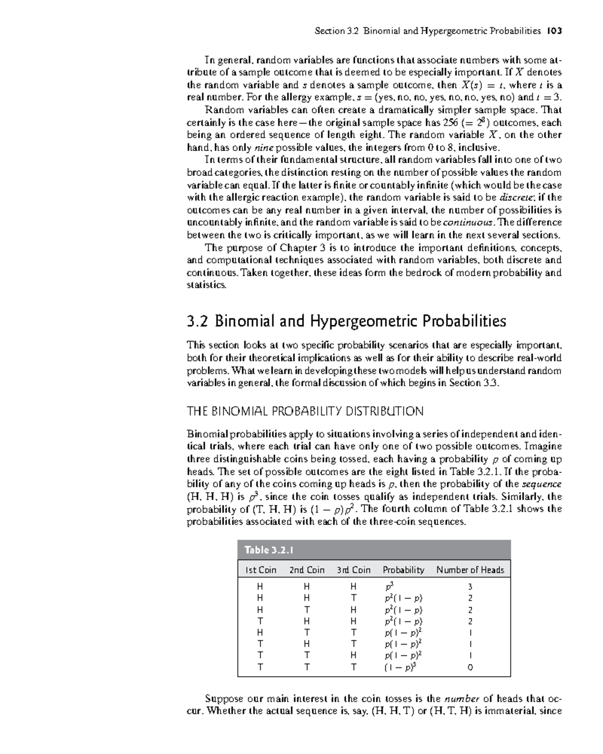 Binomial distribution - Section 3 Binomial and Hypergeometric ...