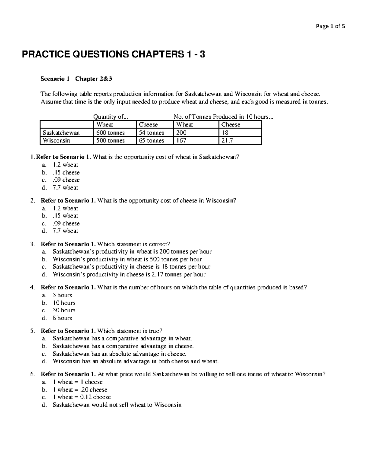 Practice Questions CH 1-31 - PRACTICE QUESTIONS CHAPTERS 1 - 3 Scenario 1 Chapter 2& The - Studocu