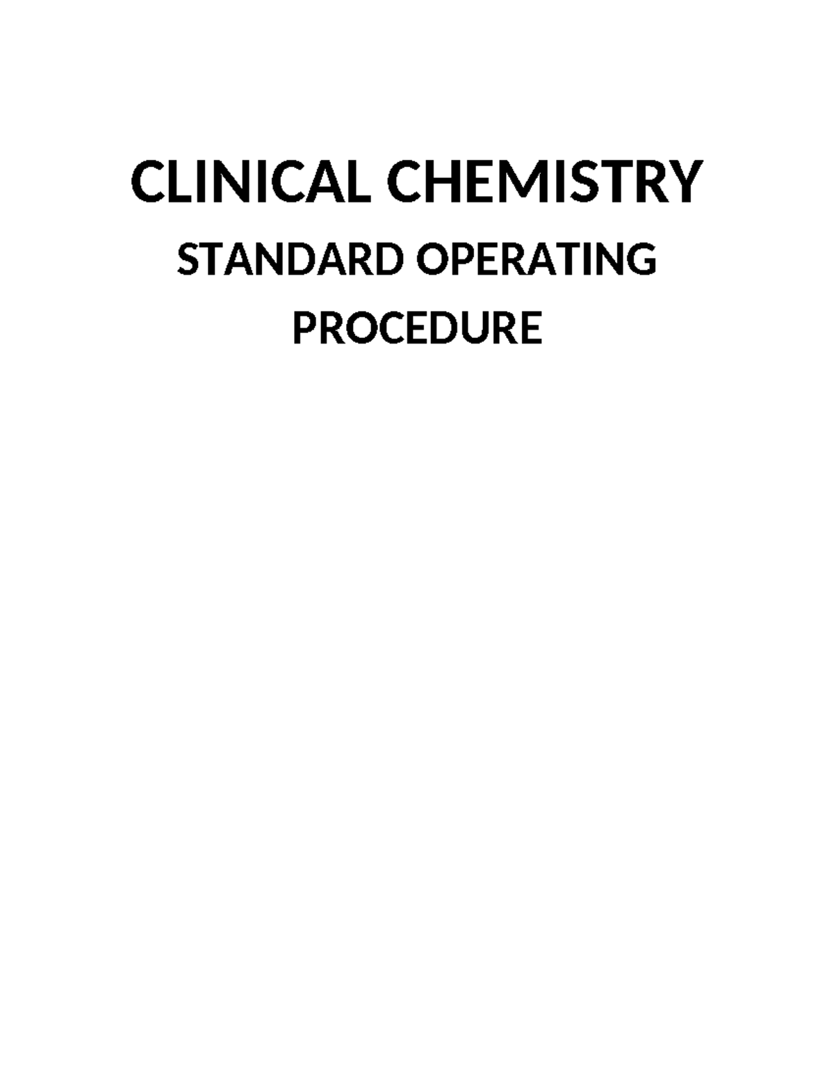 Clinical Chemistry Standard Operating Procedure - CLINICAL CHEMISTRY ...