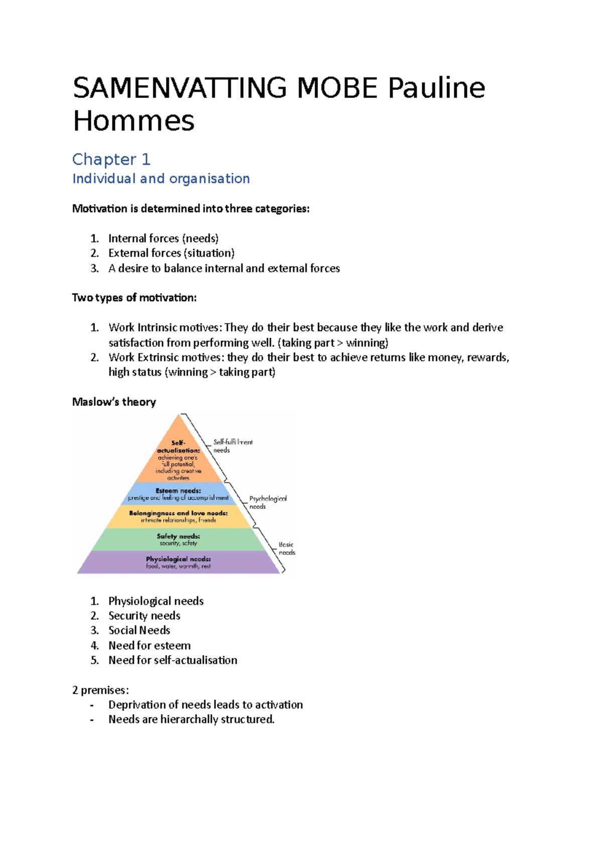 MOBE Summary 1e jaar - SAMENVATTING MOBE Pauline Hommes Chapter 1 ...