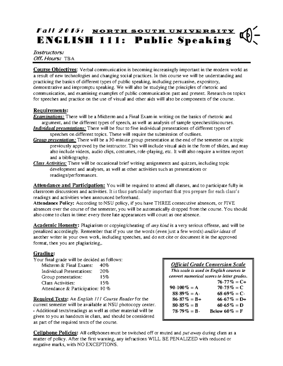 Public-Speaking ENG-111 - F a l l 2 0 1 5 : N O R T H S O U T H U N I V ...