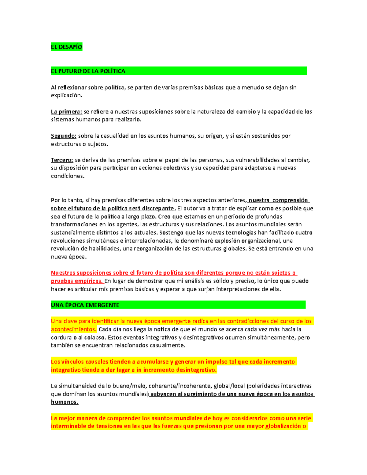 EL DesafÍo - Resumen en español del texto The Challenge de James N ...