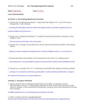 Physio ex activity 6 lab - BS 105 - Studocu